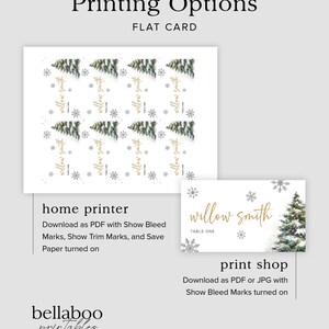 Winter Place Cards Template, Winter Wedding Place Cards, Christmas ...