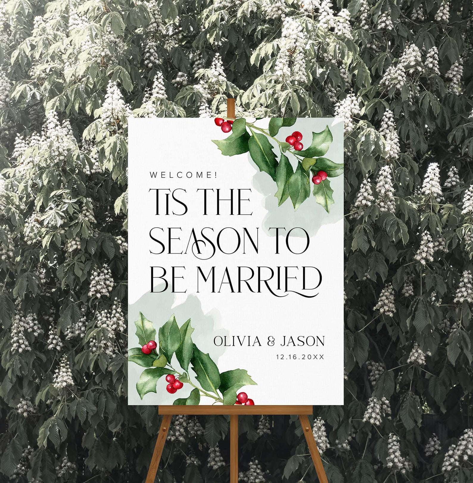 Winter Wedding Welcome Sign Template, Tis the Season to Be Married Sign ...