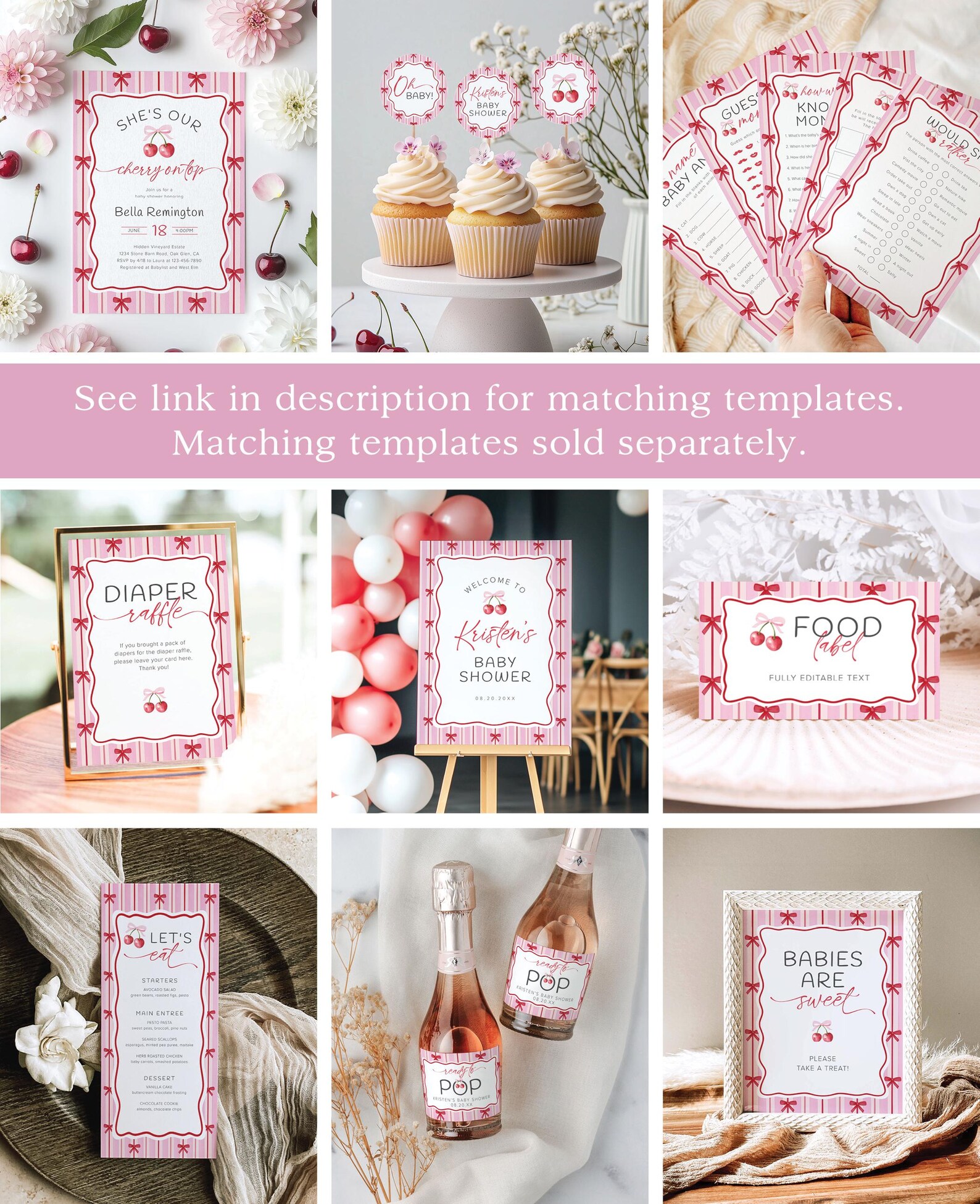 Babies Are Sweet Sign Template, Cherry on Top Baby Shower, Babies Are ...
