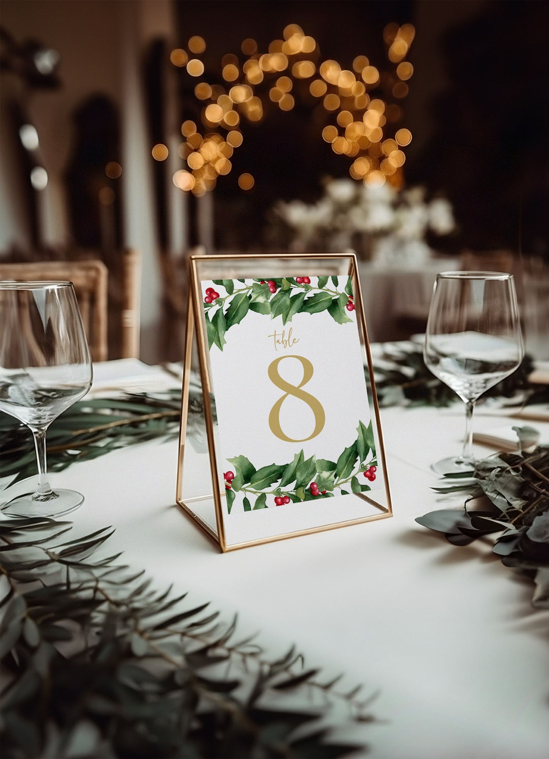Christmas Table Numbers Templates, Holiday Table Numbers, Gold Wedding ...