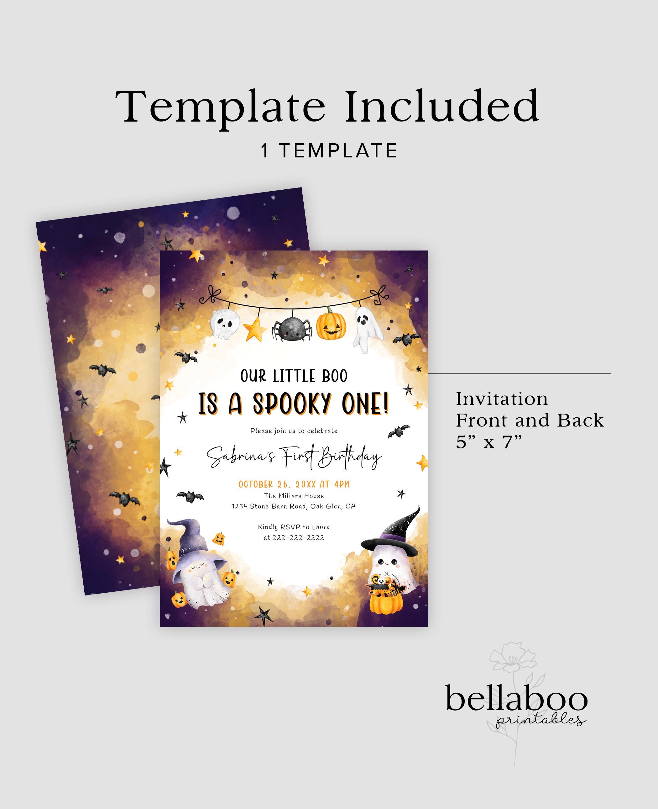 Spooky One Birthday Invitation Template Halloween First Birthday ...