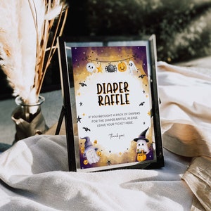 Diaper Raffle Card Template, Ghost Baby Shower Diaper Raffle Sign ...