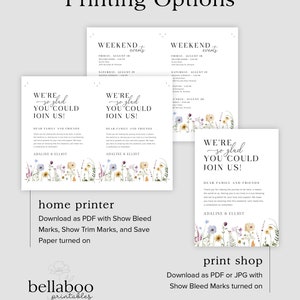 Wedding Welcome Note Template, Wedding Weekend Itinerary Template ...