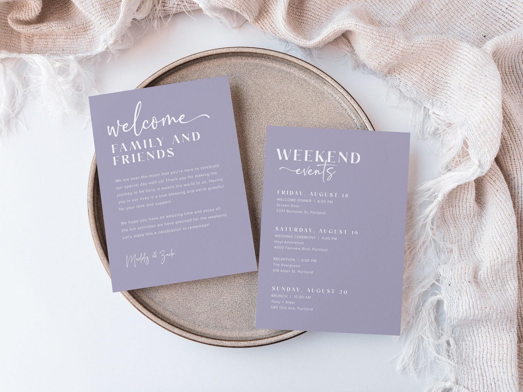 Wedding Welcome Bag Note Template, Wedding Welcome Letter, Wedding ...