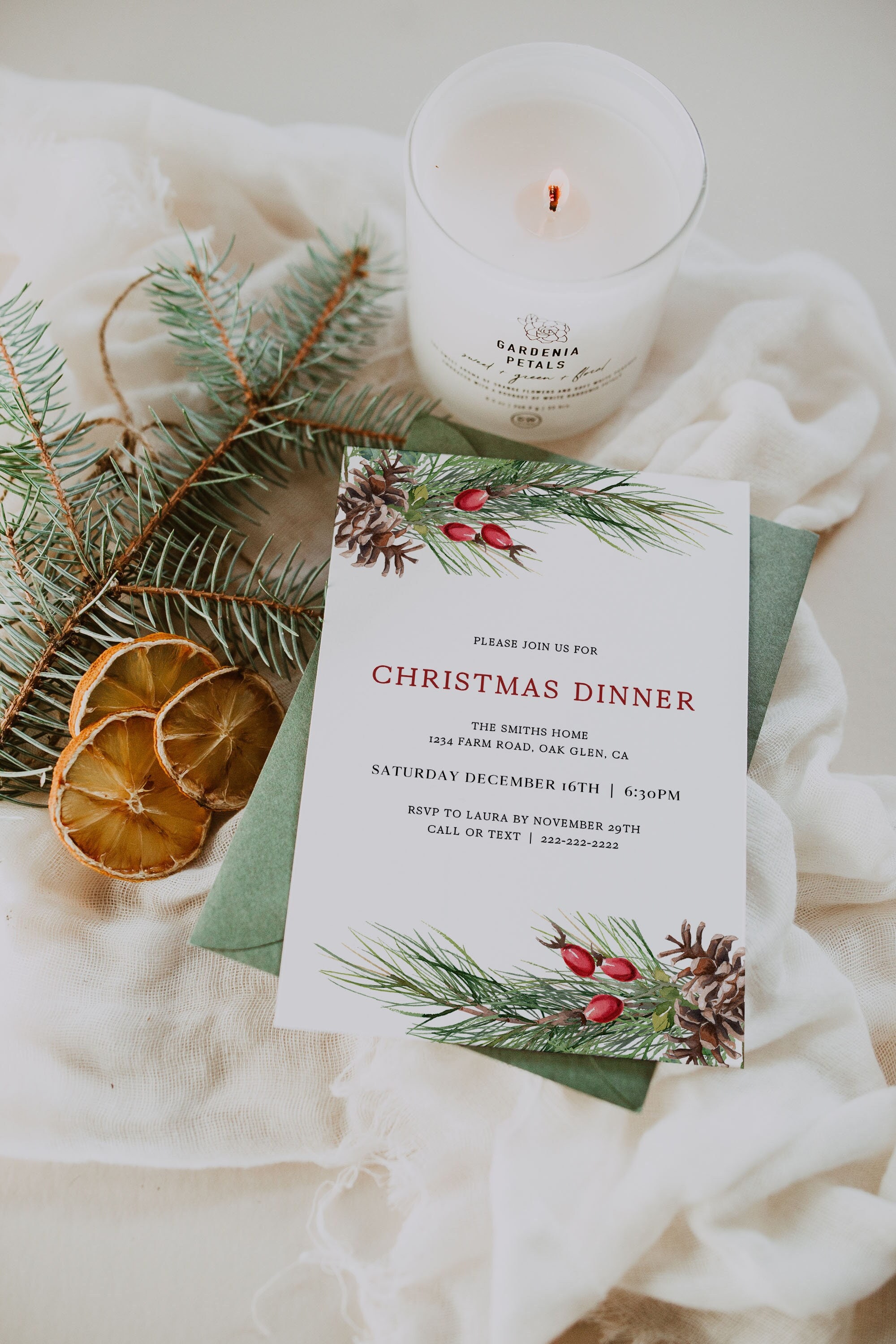 Christmas Invitation Printable Template Holiday Party Invite - Etsy
