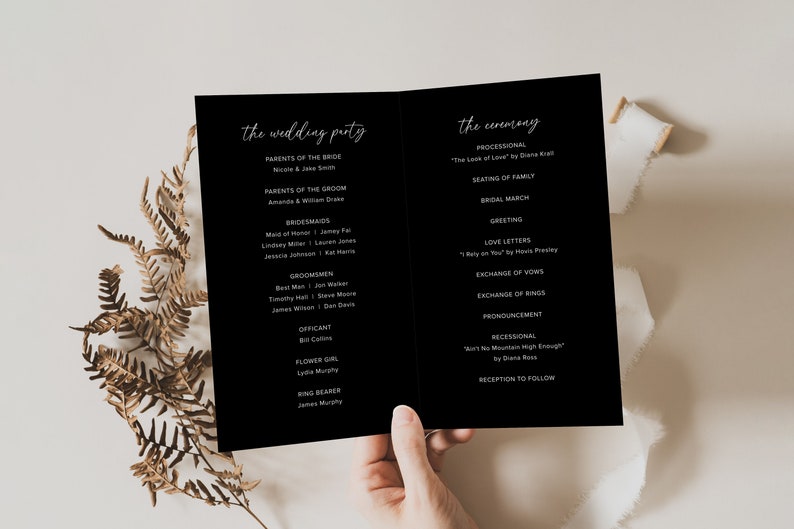 Halloween Wedding Program Template, Gothic Wedding Ceremony Program ...