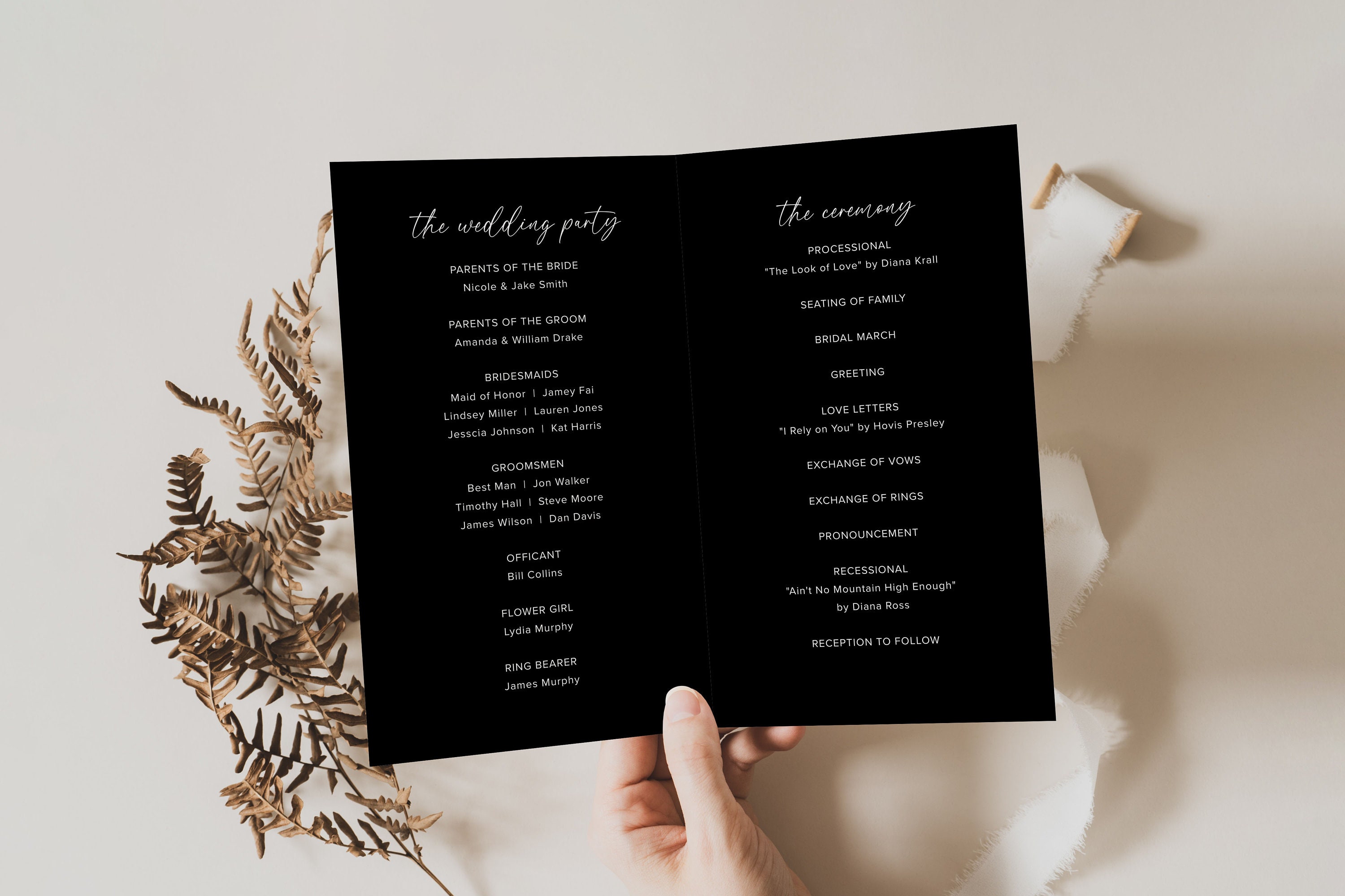 Halloween Wedding Program Template, Gothic Wedding Ceremony Program ...