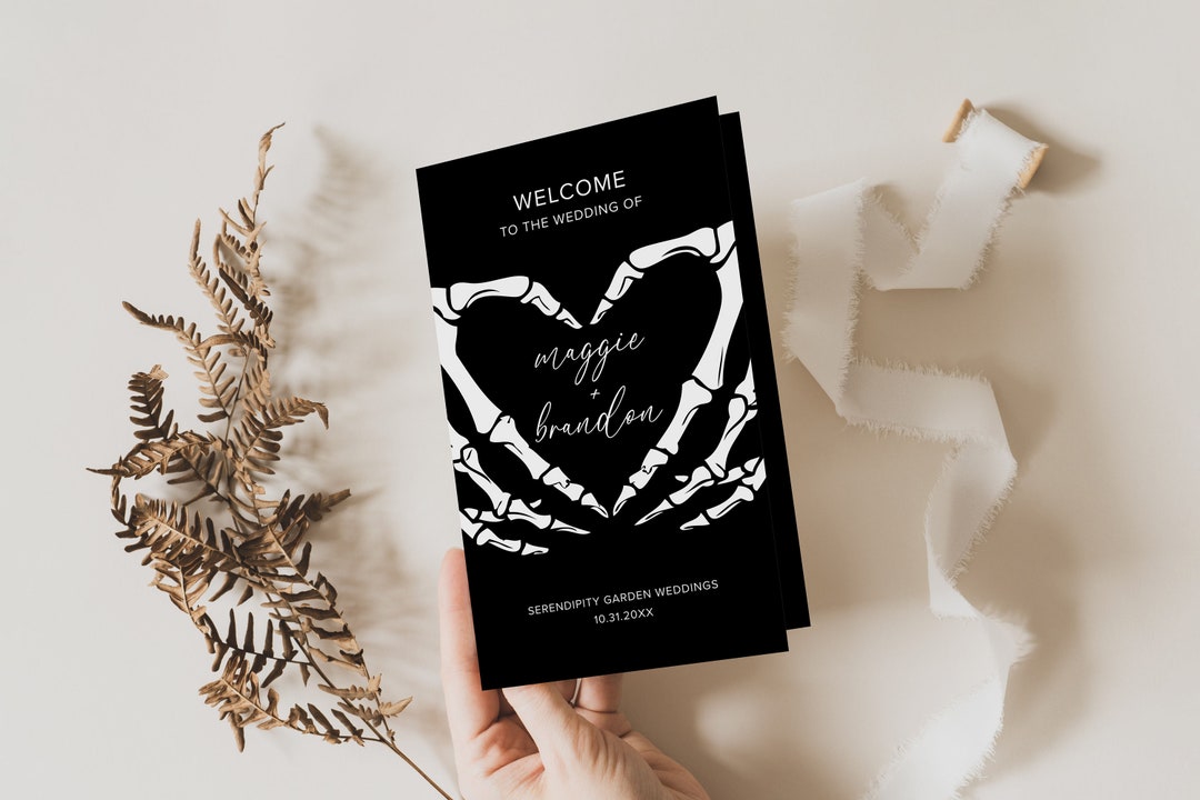 Halloween Wedding Program Template, Gothic Wedding Ceremony Program ...