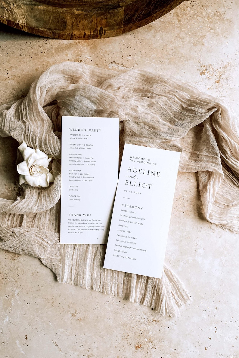 Wedding Program Template, Modern Order of Service Wedding Ceremony ...