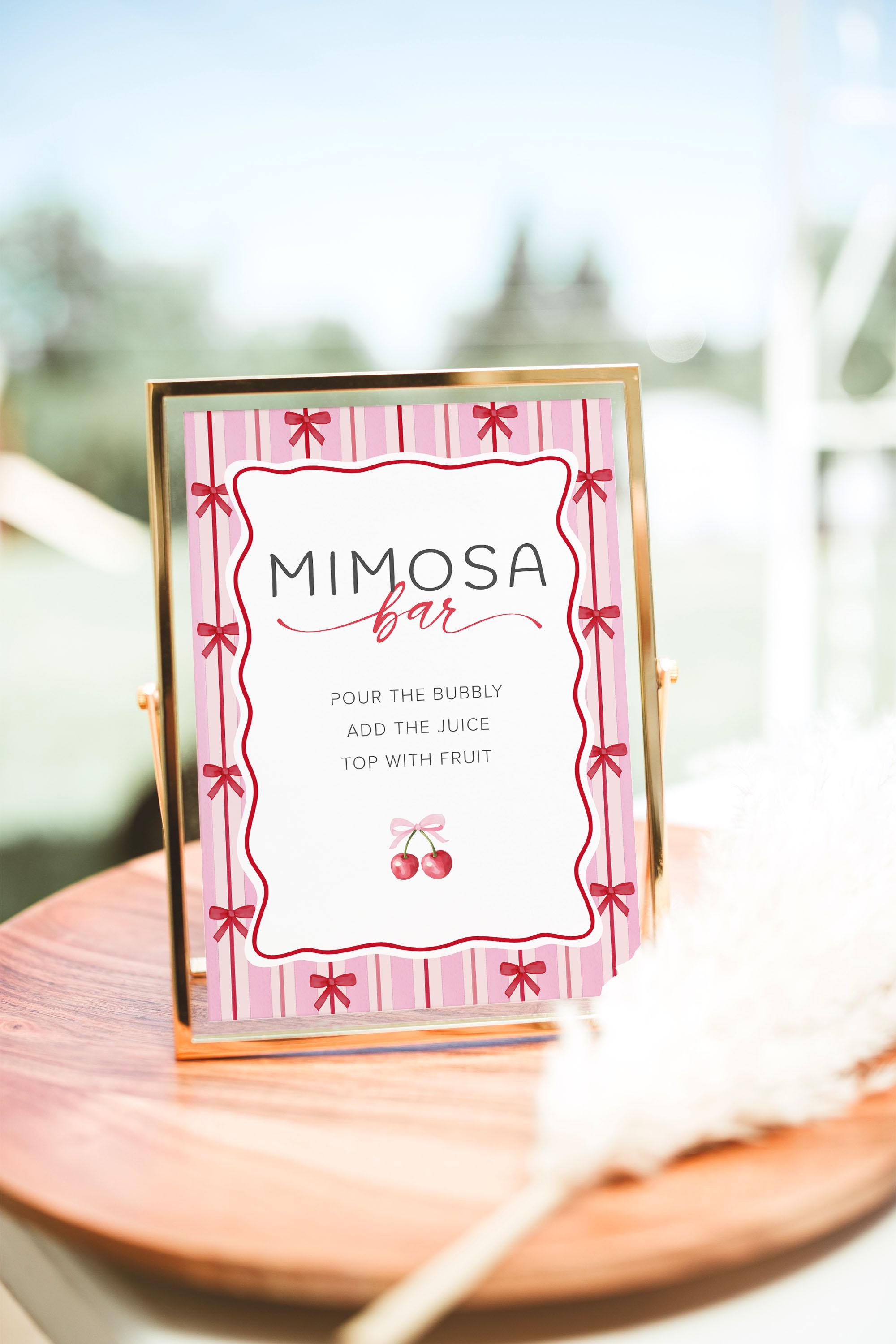 Mimosa Bar Sign Template, Cherry Mimosa Bar Printable, Cherry on Top ...