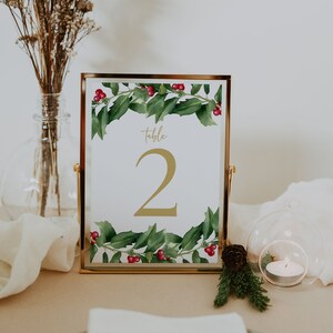 Christmas Table Numbers Templates, Holiday Table Numbers, Gold Wedding ...