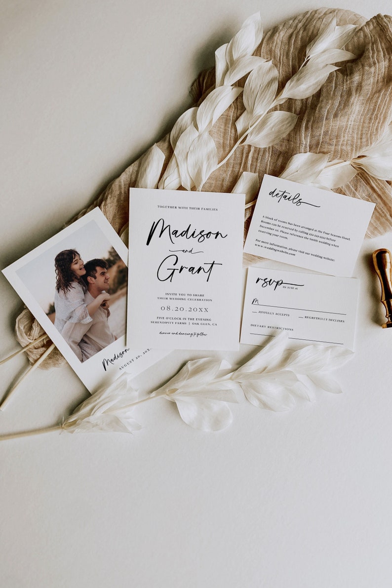 Printable Minimalist Wedding Invitation, Minimalist Wedding Invite ...