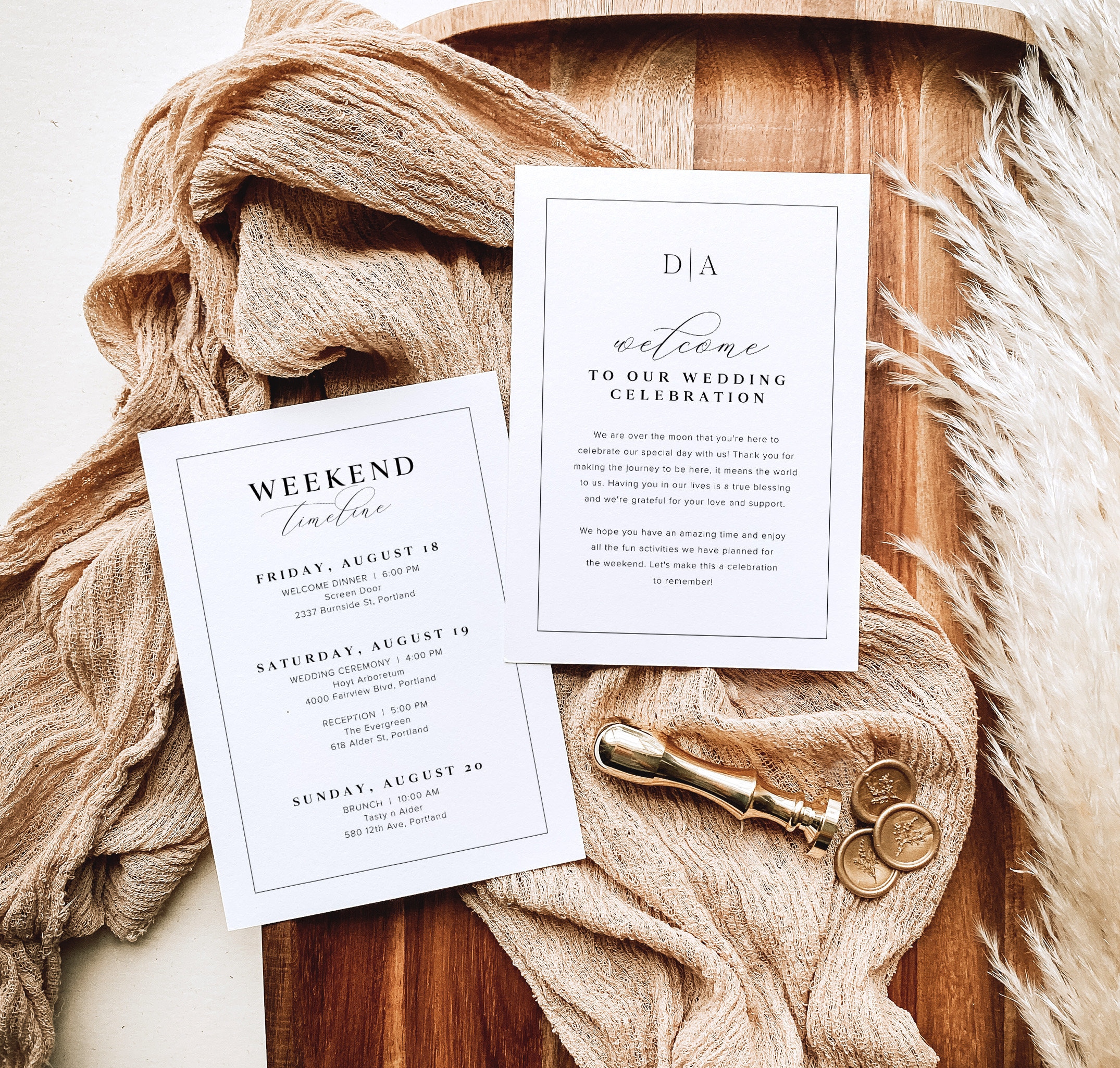 Wedding Weekend Events Timeline Template Minimalist Wedding - Etsy