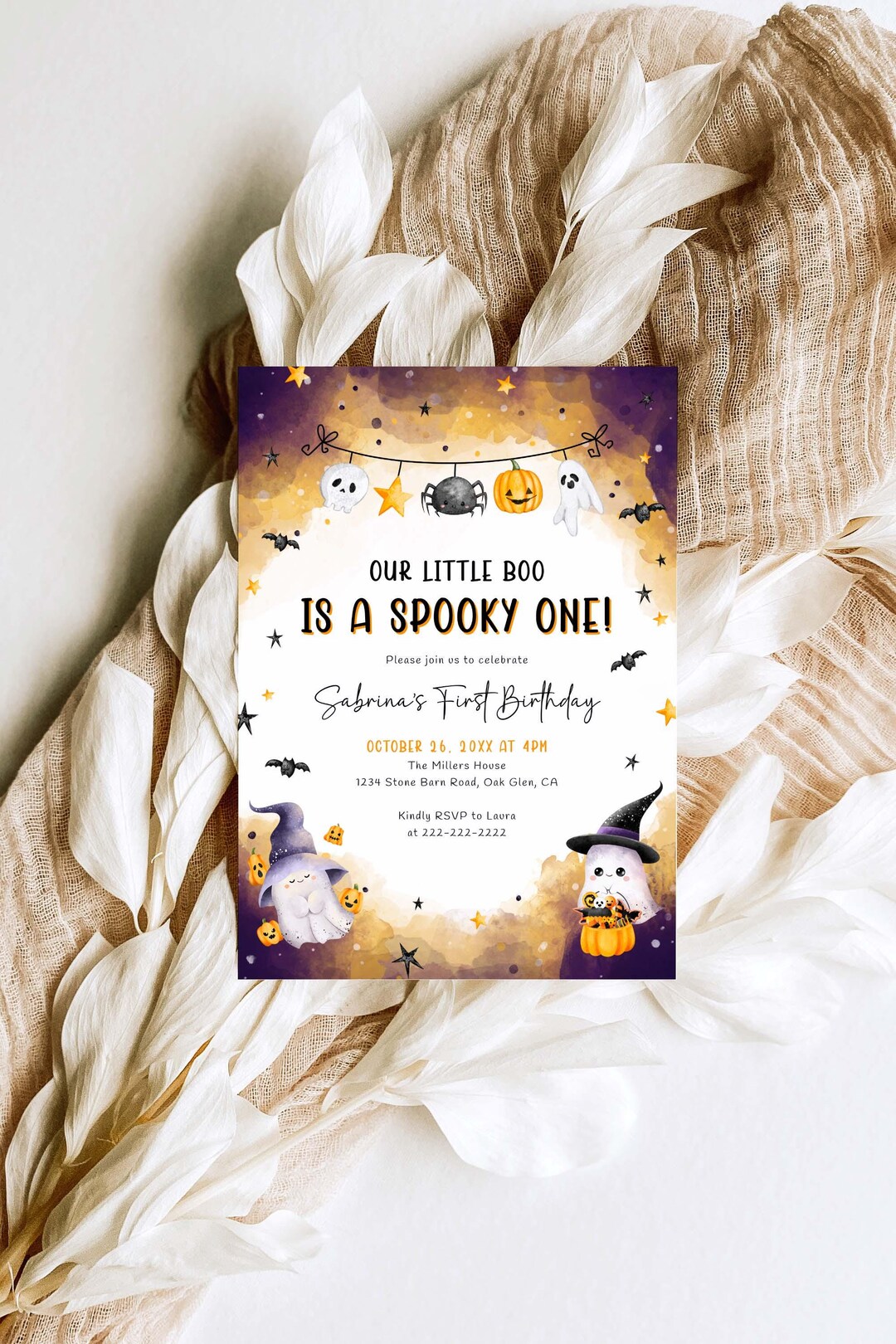 Spooky One Birthday Invitation Template Halloween First Birthday ...