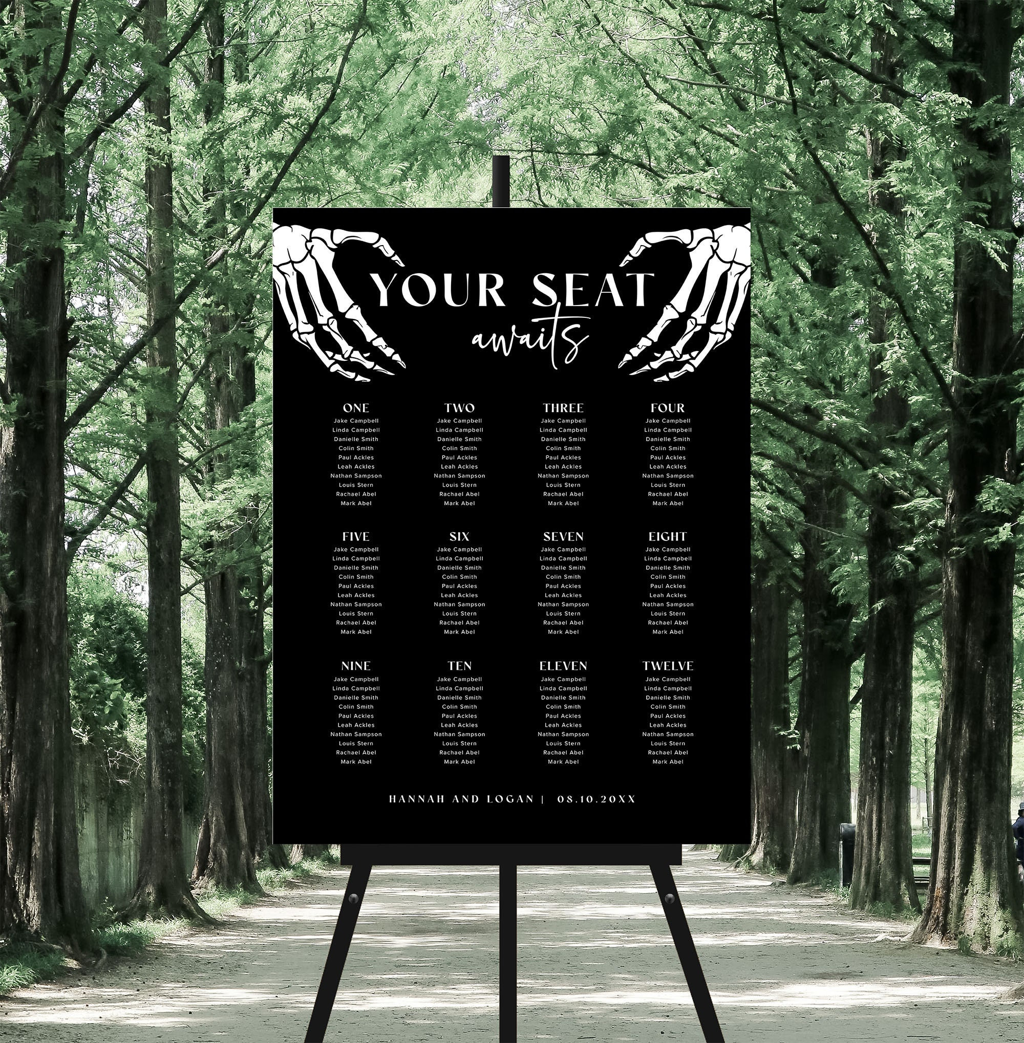 Gothic Wedding Seating Chart Template, Halloween Wedding Seating Chart ...