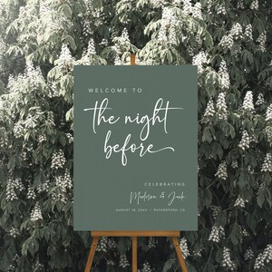 The Night Before Sign Template, Rehearsal Dinner Sign, Sage Green ...