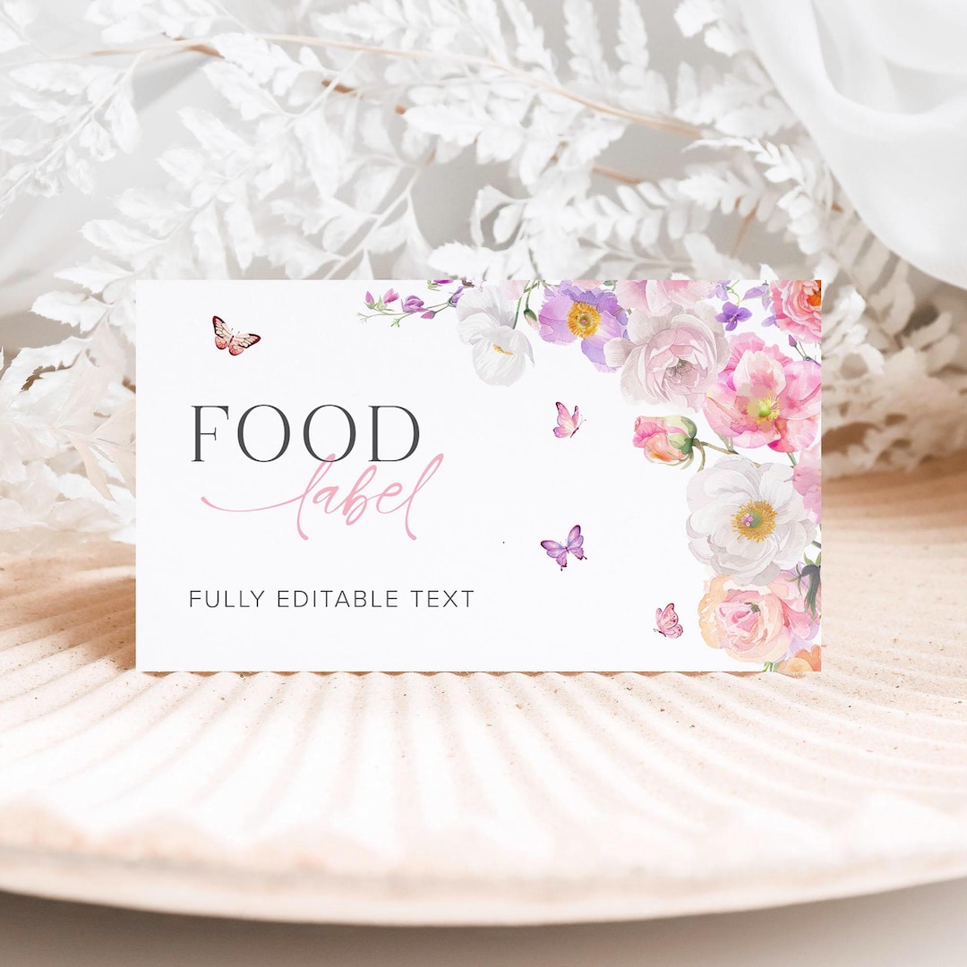 Wildflower Food Labels Template, Food Label Card, Food Tent Cards ...