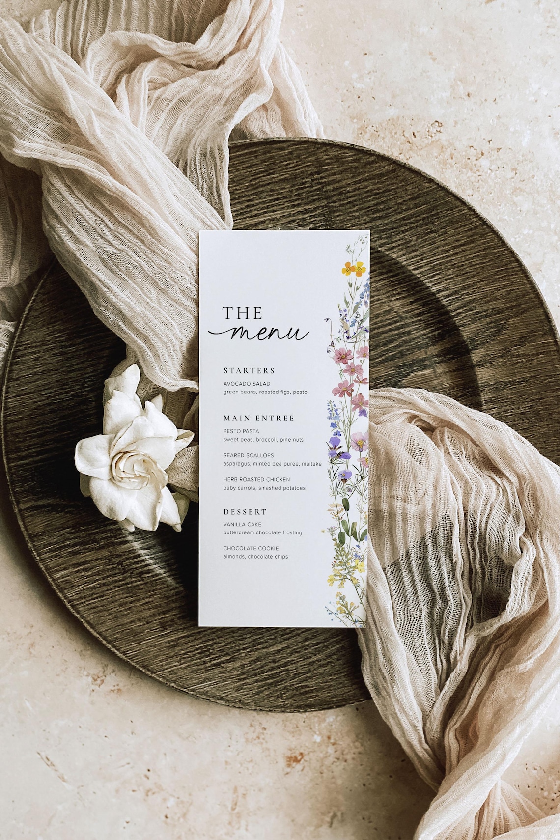 Wildflower Menu Template, Wildflower Wedding Menu Floral Bridal Shower ...