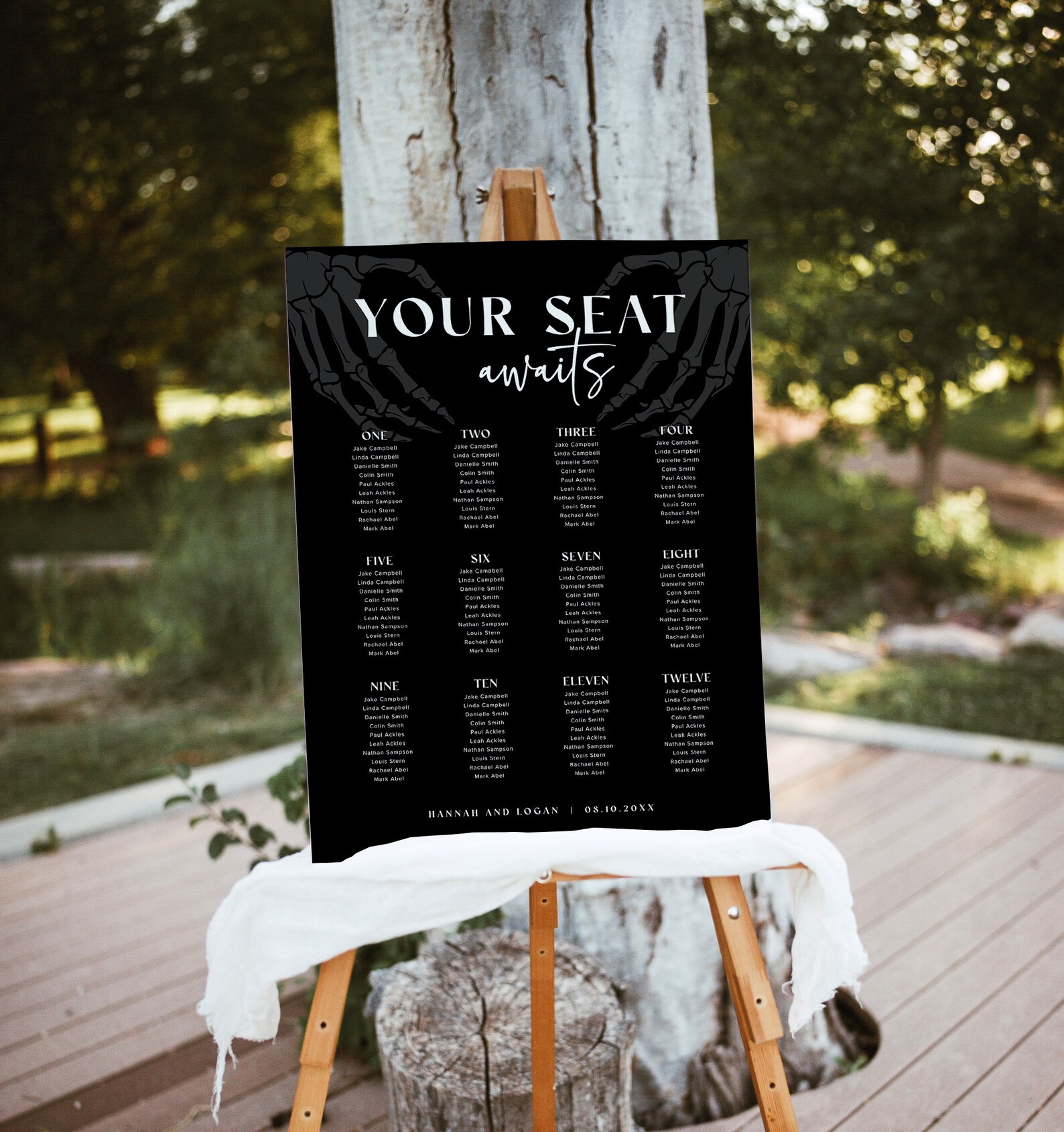 Gothic Wedding Seating Chart Template, Halloween Wedding Seating Chart ...