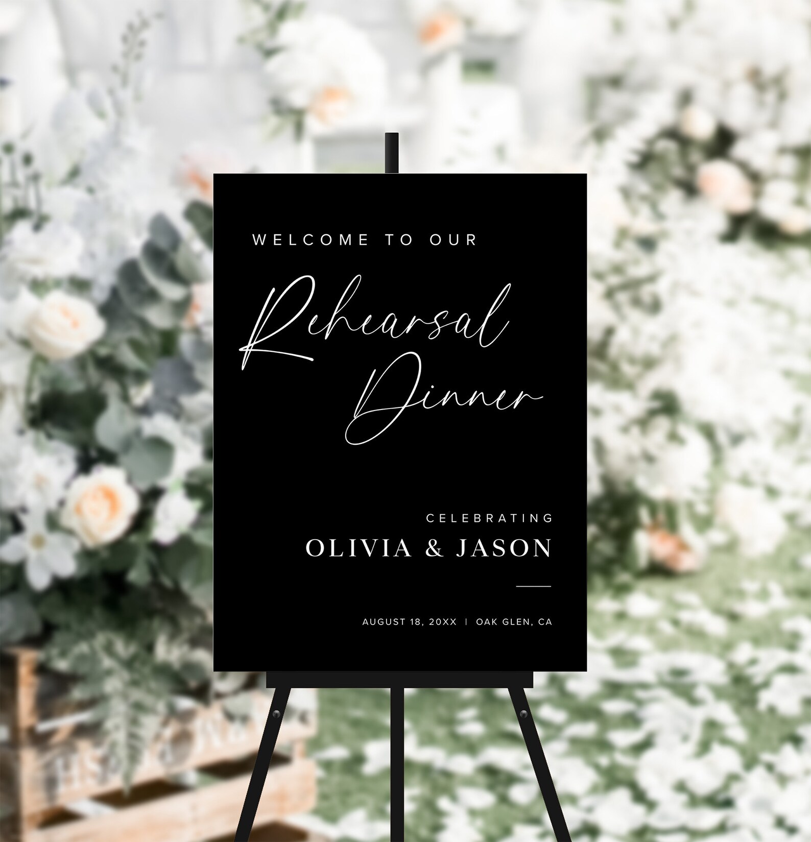 Rehearsal Dinner Sign Template, the Night Before Welcome Sign, Black ...