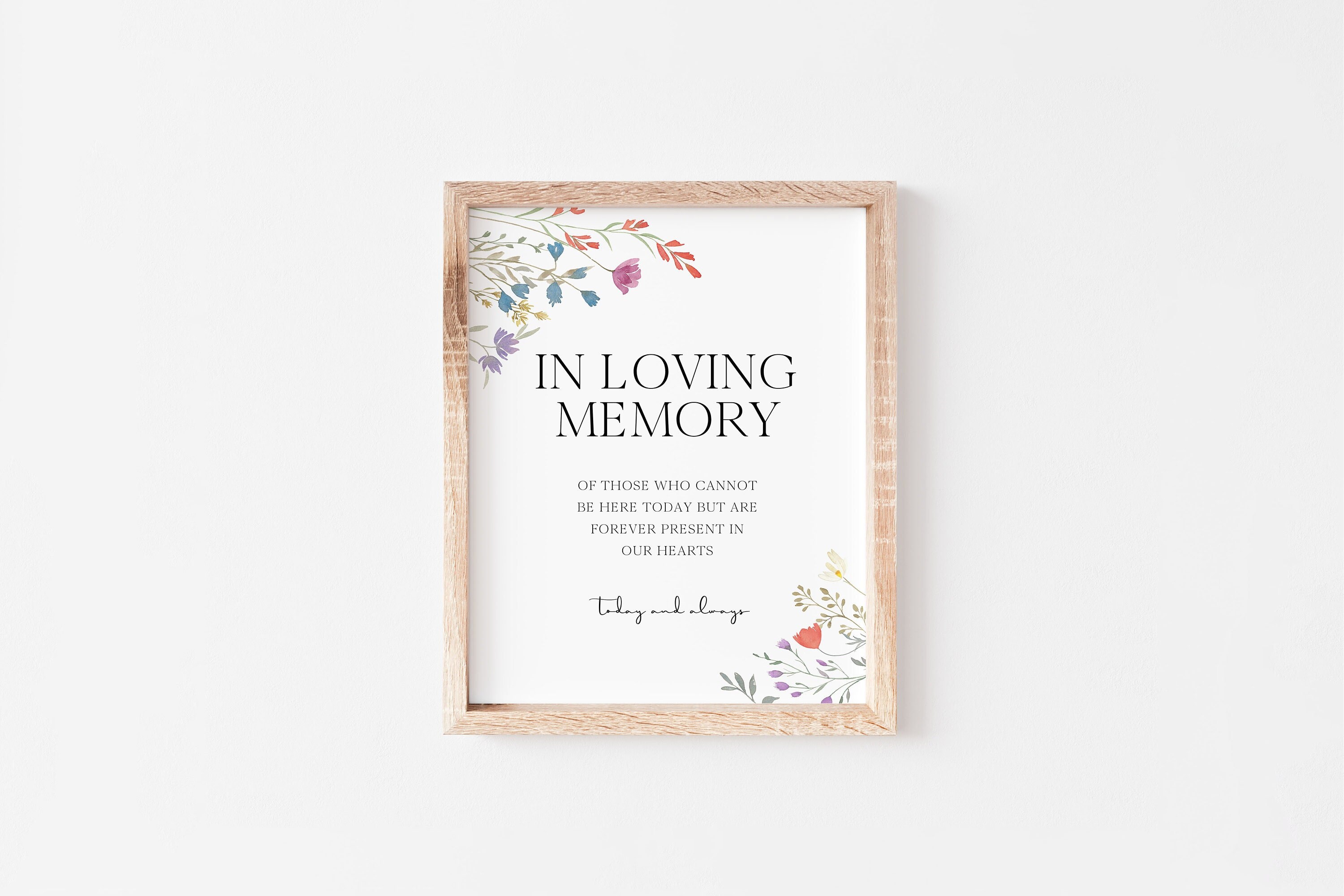 Wildflower in Loving Memory Sign Template, Floral Wedding Sign, Boho in ...
