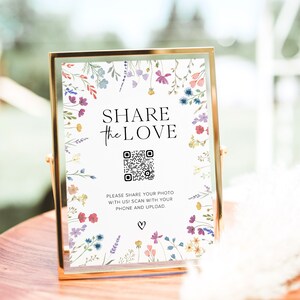 Wedding Photo QR Code Sign Template, Share the Love QR Code, Capture ...