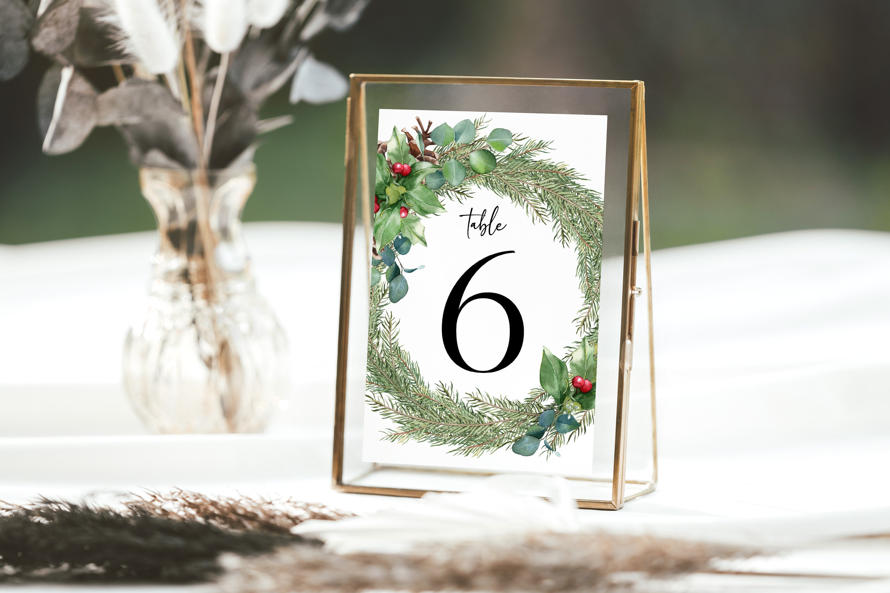 Winter Table Numbers Sign Templates Holiday Table Numbers - Etsy