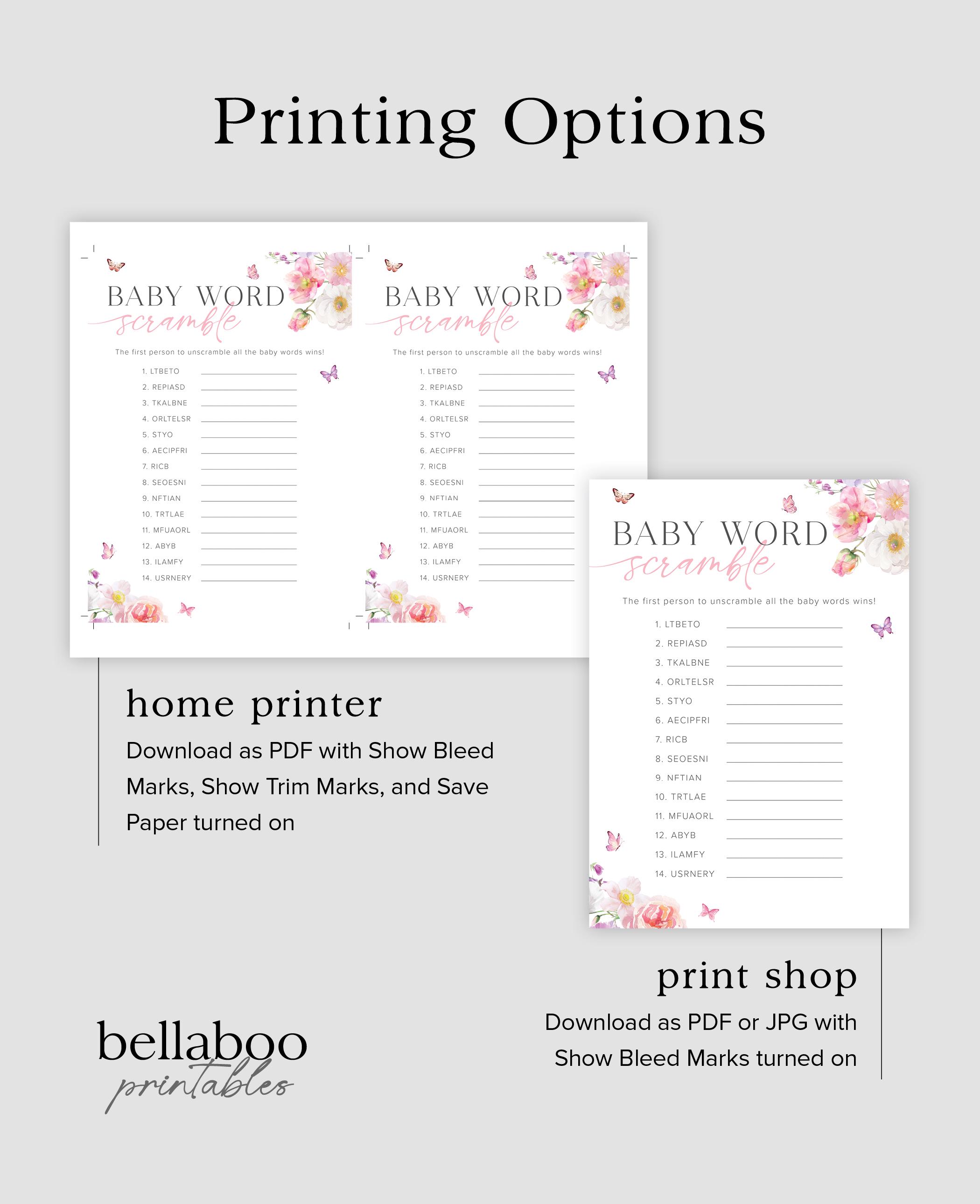 Word Scramble Baby Shower Game Template, Baby Word Scramble Game ...