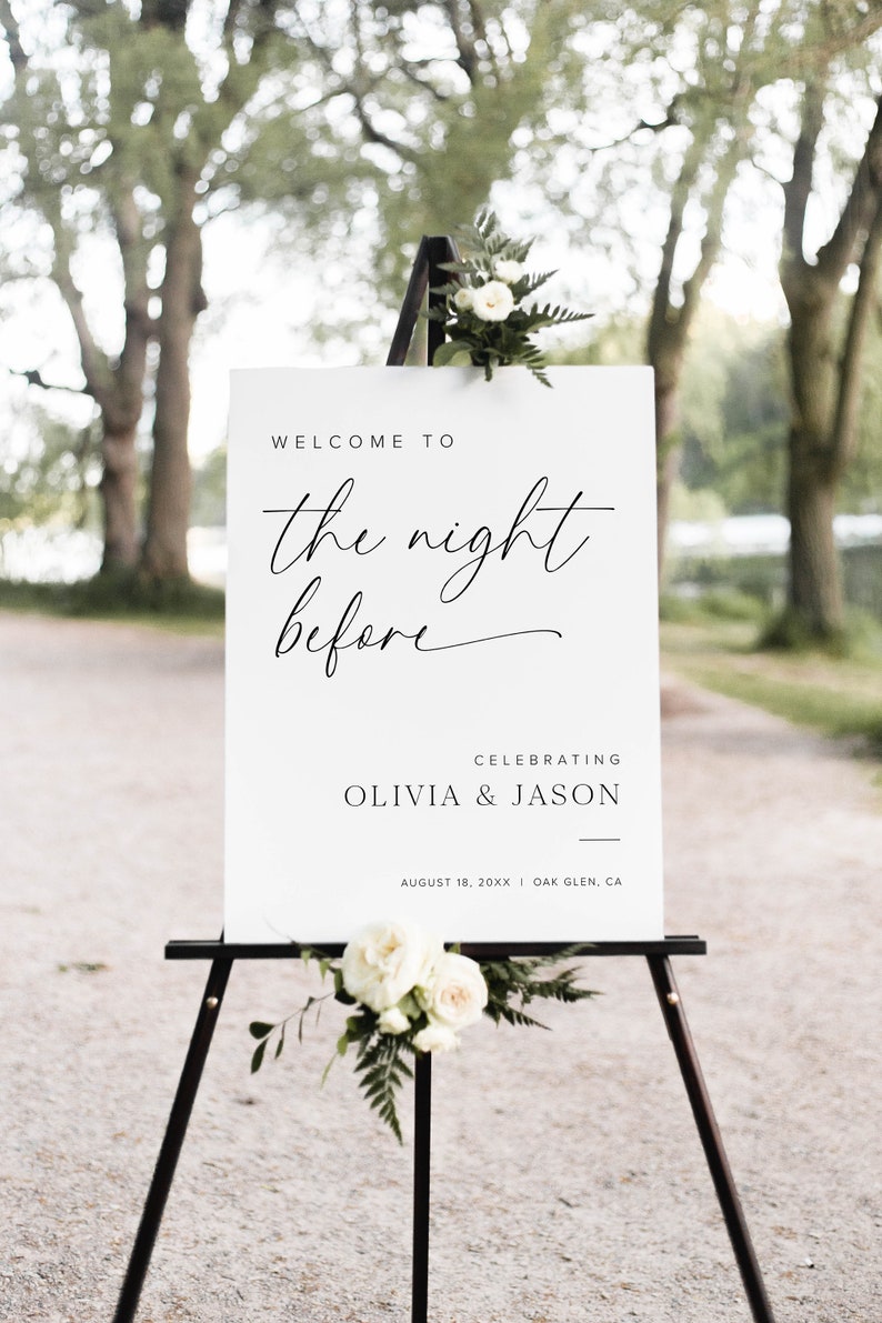 Rehearsal Dinner Welcome Sign Template the Night Before - Etsy