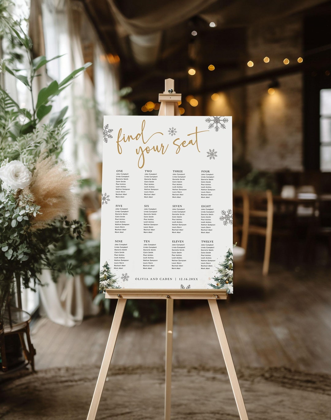 Christmas Wedding Seating Chart Template, Christmas Seating Chart ...