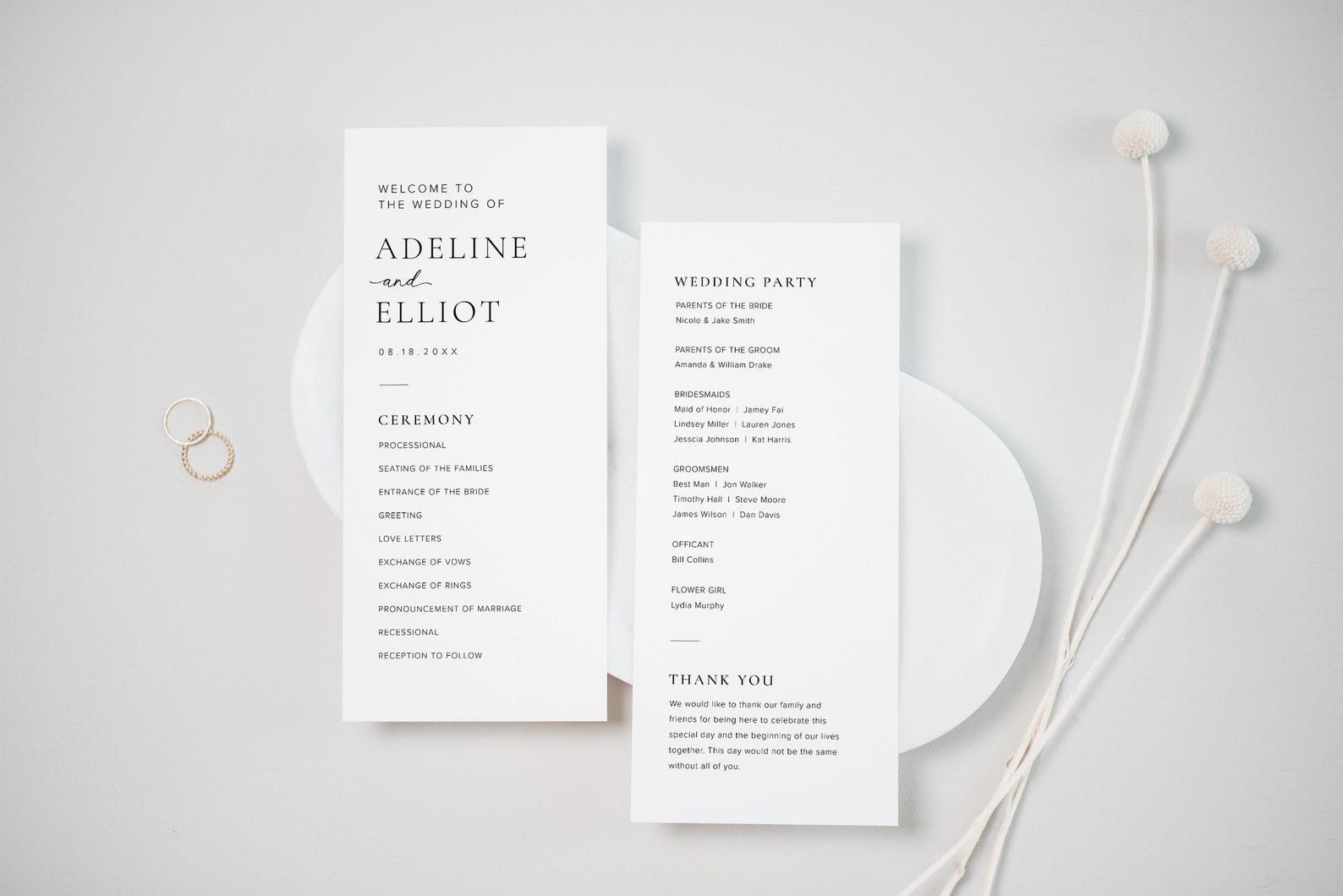 Wedding Program Template, Modern Order of Service Wedding Ceremony ...