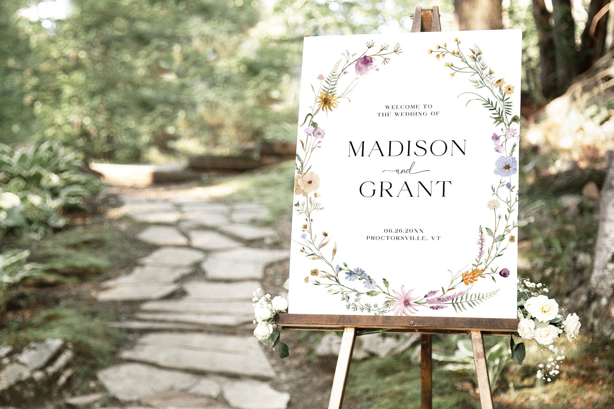Wildflower Wedding Welcome Sign Template, Boho Wedding Welcome Sign ...