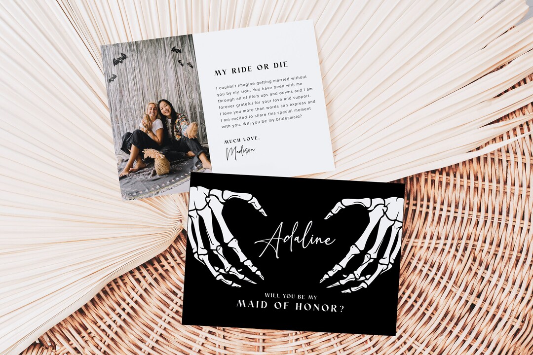 Gothic Bridesmaid Proposal Card Template, Emo Bridesmaid Proposal, Maid ...