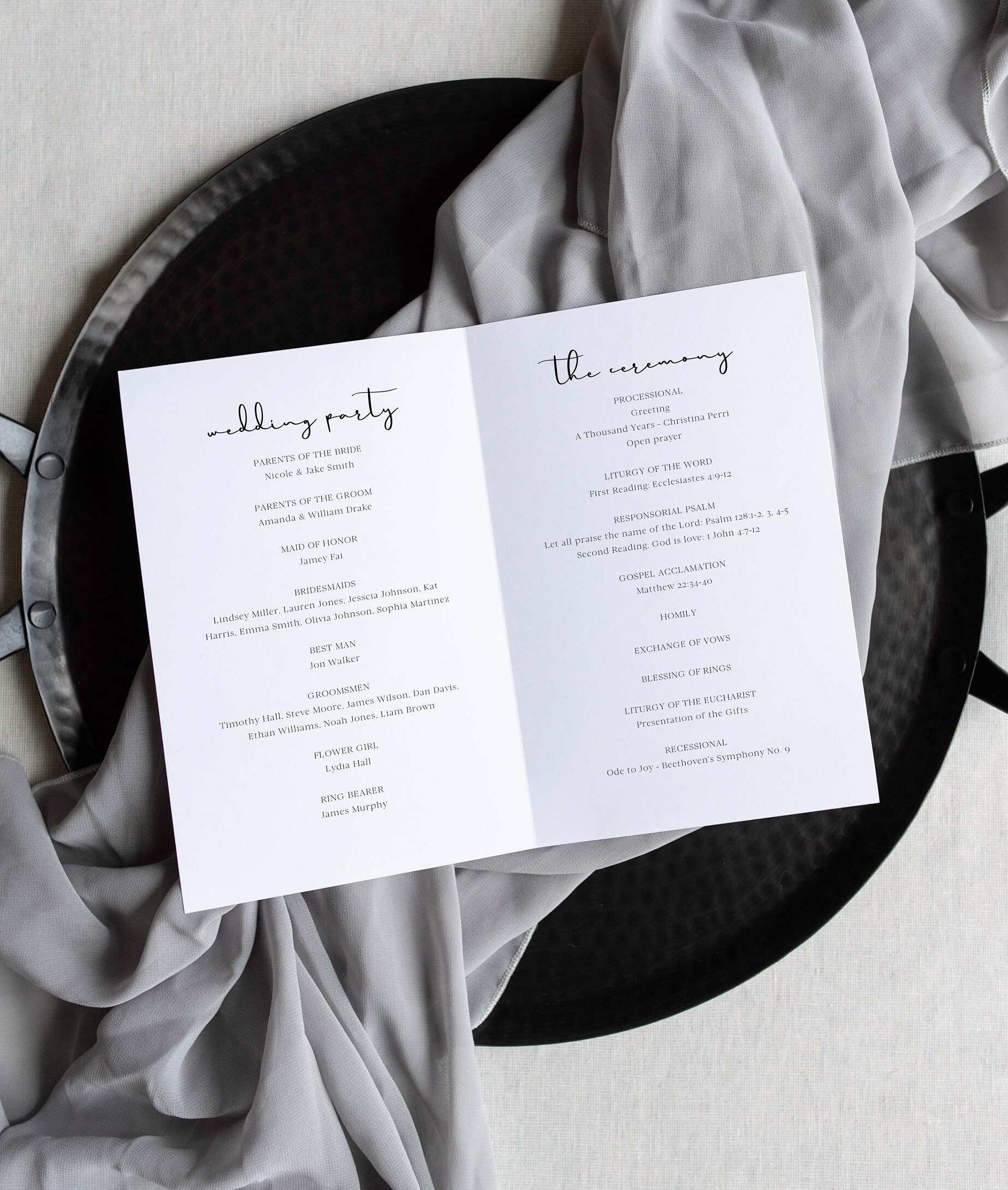 Church Program Wedding Minimalist Order of Service Folded - Etsy