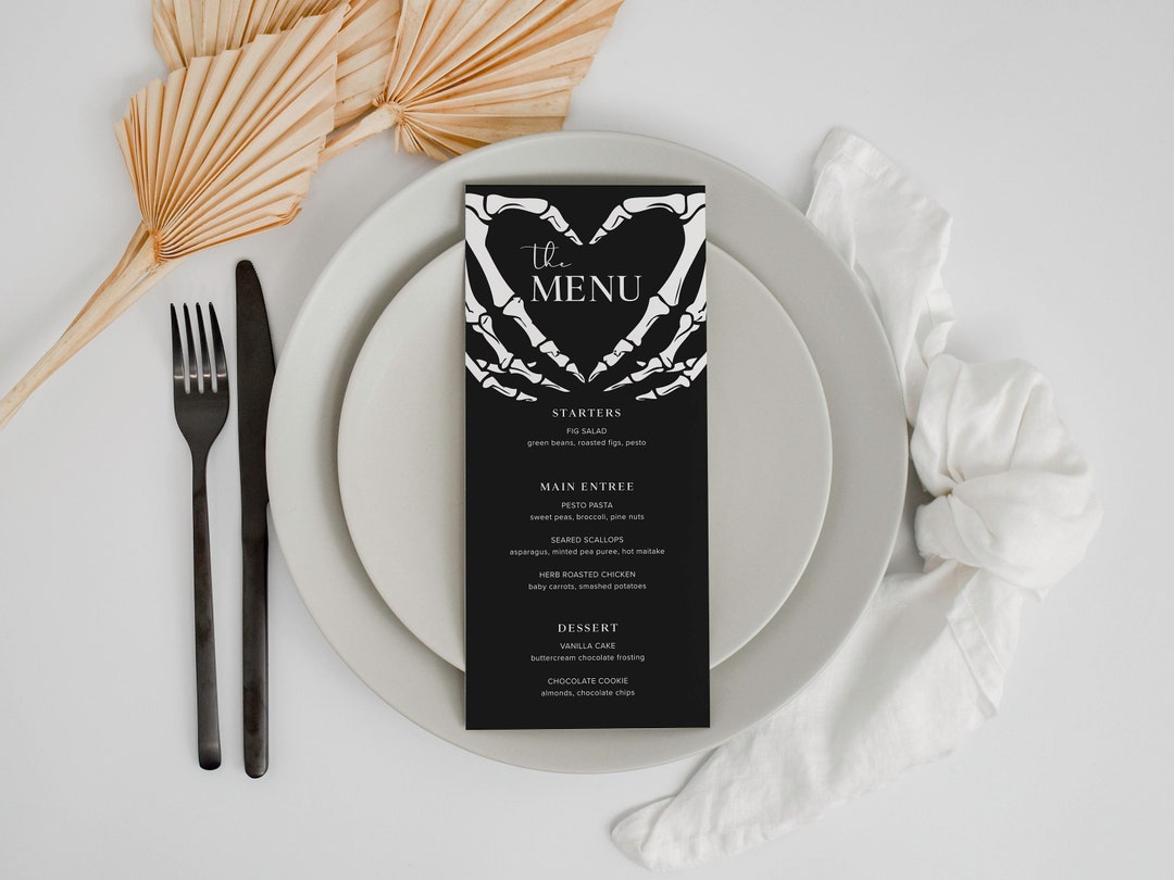 Gothic Wedding Menu Template, Halloween Wedding Dinner Menu, Moody ...