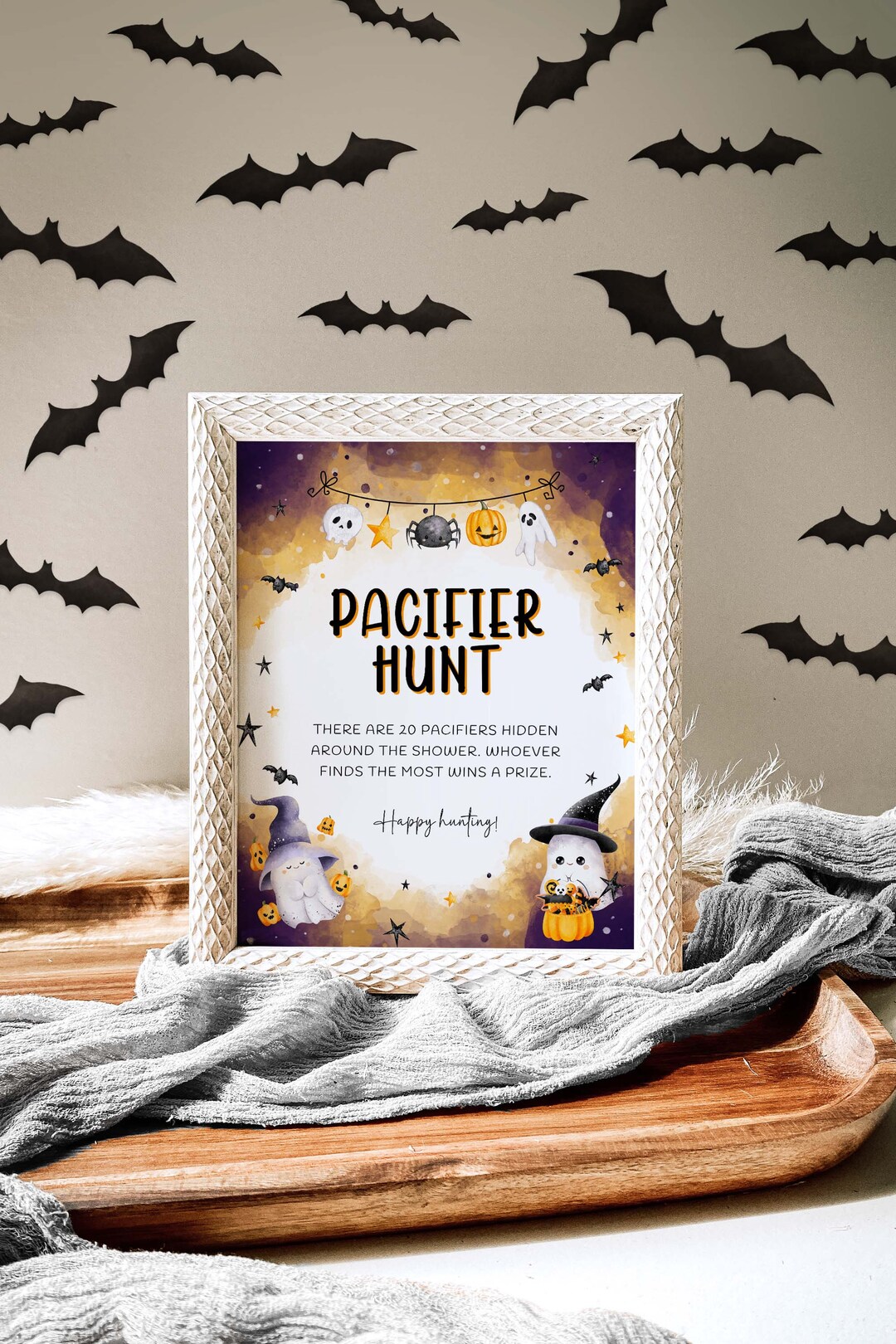 Pacifier Hunt Game Template, Halloween Baby Shower Games, Pacifier Hunt ...