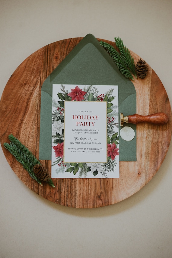 Christmas Party Invitation Template Holiday Party Invite - Etsy