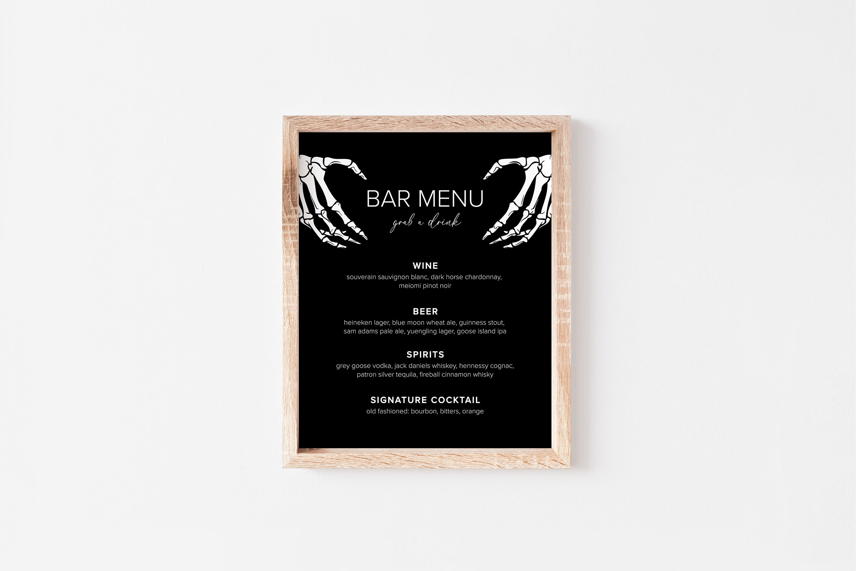 Halloween Gothic Wedding Bar Menu Template, Dark Moody Wedding Drink ...