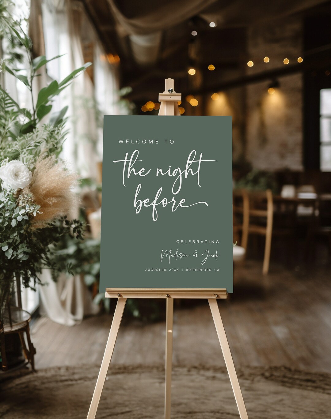 The Night Before Sign Template, Rehearsal Dinner Sign, Sage Green ...