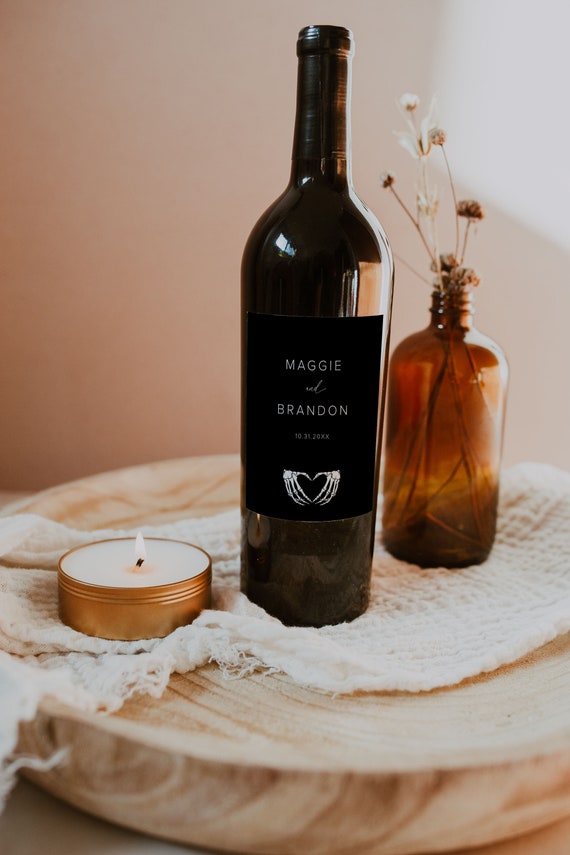 Halloween Gothic Wine Label Template Dark Wedding Favor - Etsy