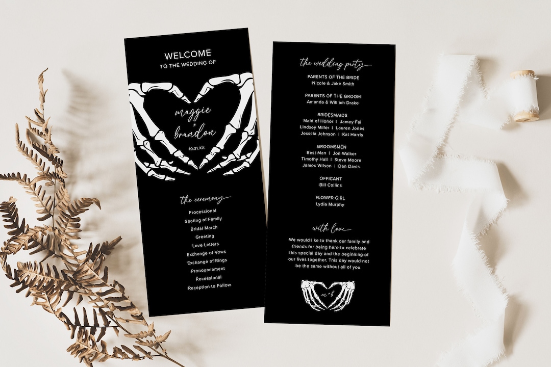 Gothic Wedding Program Template, Dark Moody Wedding Ceremony Program ...