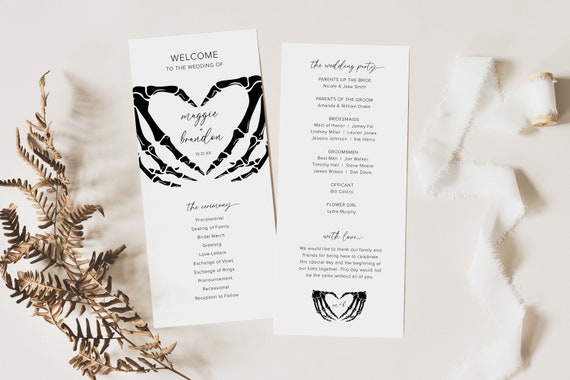 Gothic Wedding Program Template Dark Moody Wedding Ceremony - Etsy