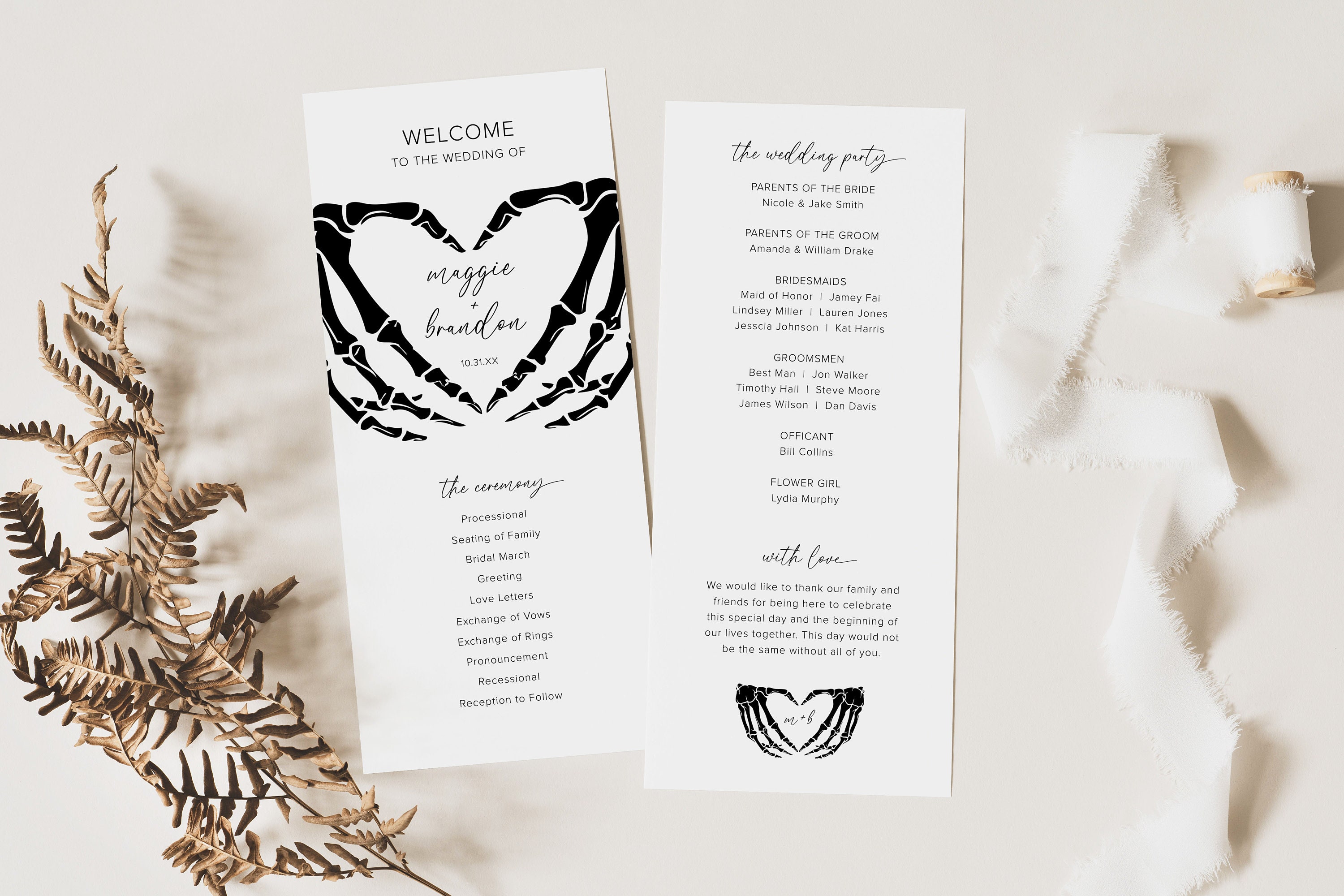 Gothic Wedding Program Template, Dark Moody Wedding Ceremony Program ...