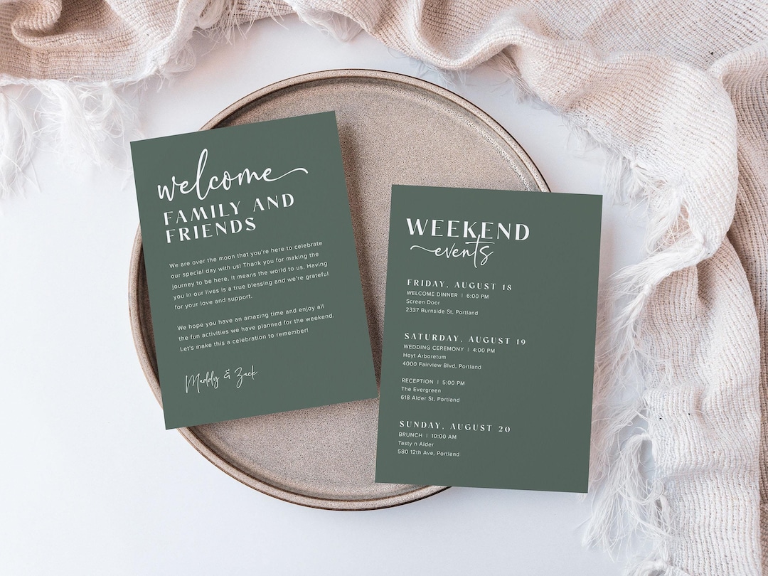 Wedding Welcome Bags Note Template, Wedding Welcome Letter, Wedding ...