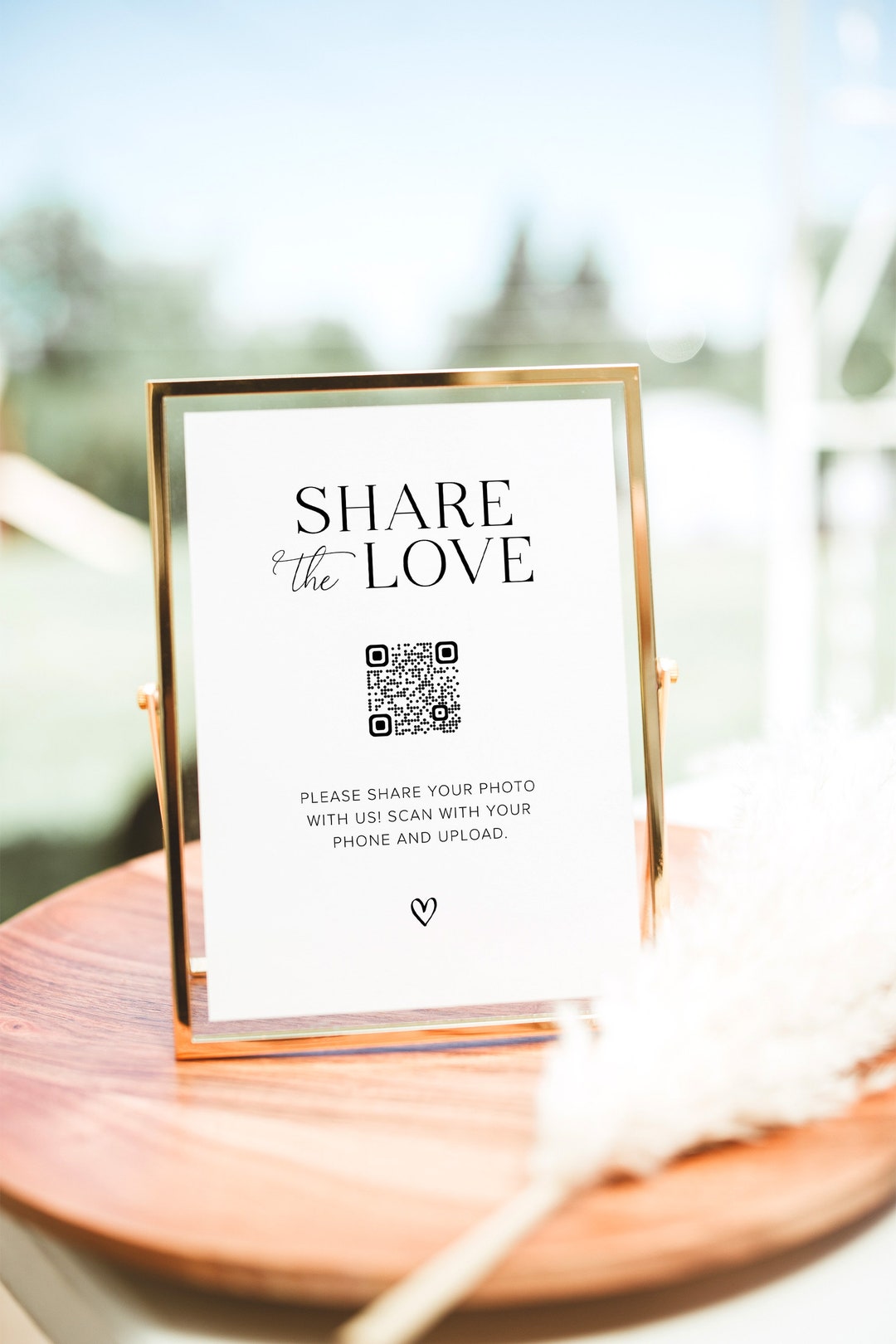 Share the Love QR Code Template, Wedding Photo QR Code Sign, Minimalist ...