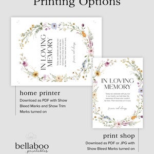 In Loving Memory Sign Template, Wildflower Wedding Decor, Wildflower ...