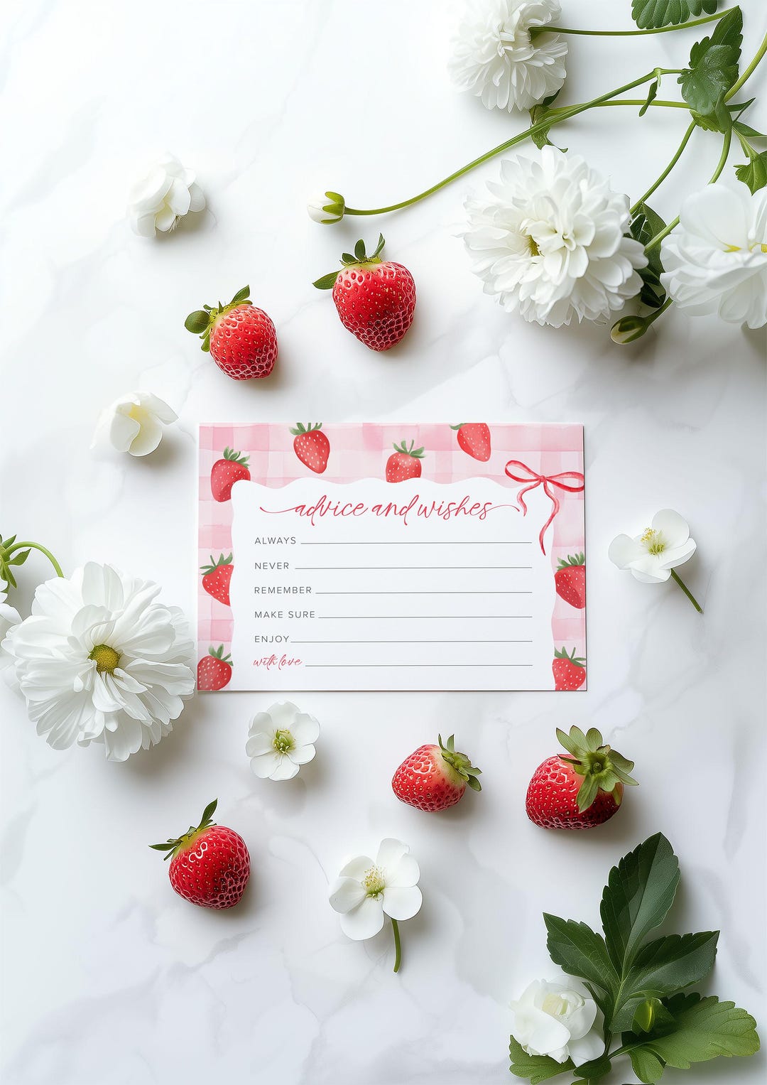 Pink Baby Shower Advice Card Template, Sweet Berry Baby Shower Advice ...