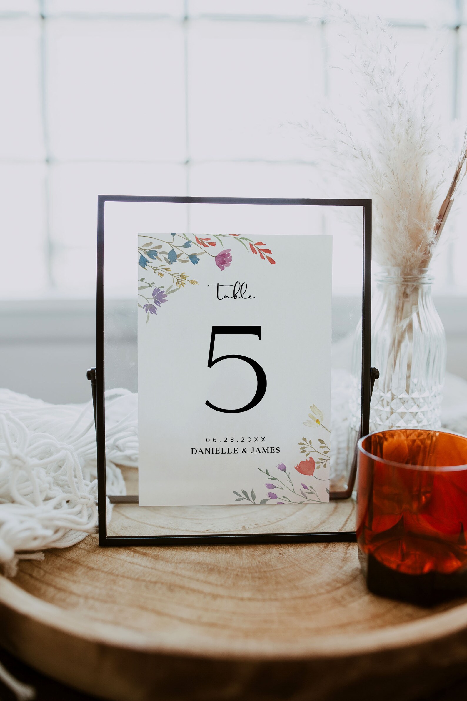 Boho Wildflower Wedding Table Numbers Template Floral Table - Etsy