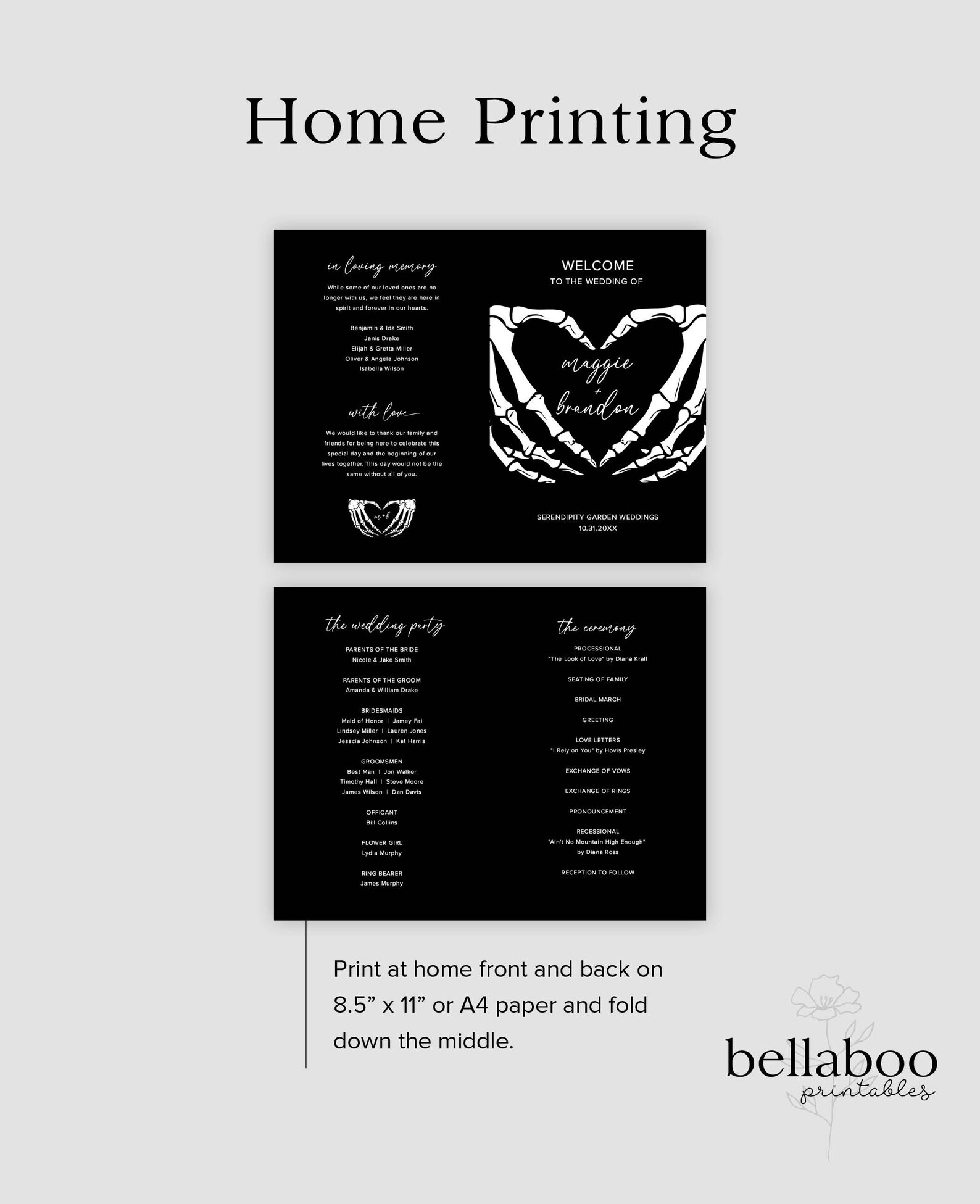 Halloween Wedding Program Template, Gothic Wedding Ceremony Program ...