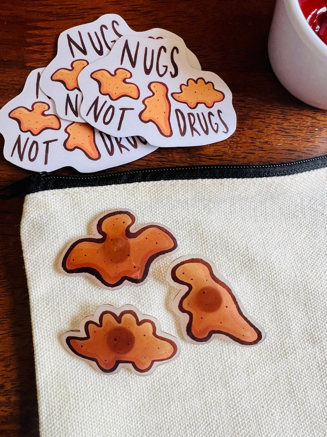 Dino Nugget Meme Pin Set Nugs Not Drugs Funny Pins - Etsy